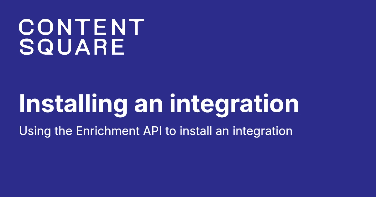 Installing an integration - APIs