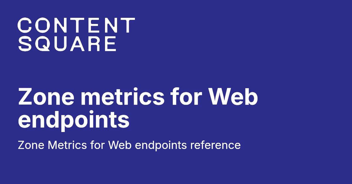 Zone metrics for Web endpoints - APIs