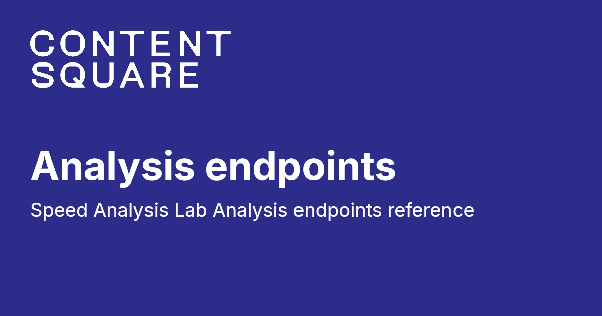 Analysis endpoints - APIs