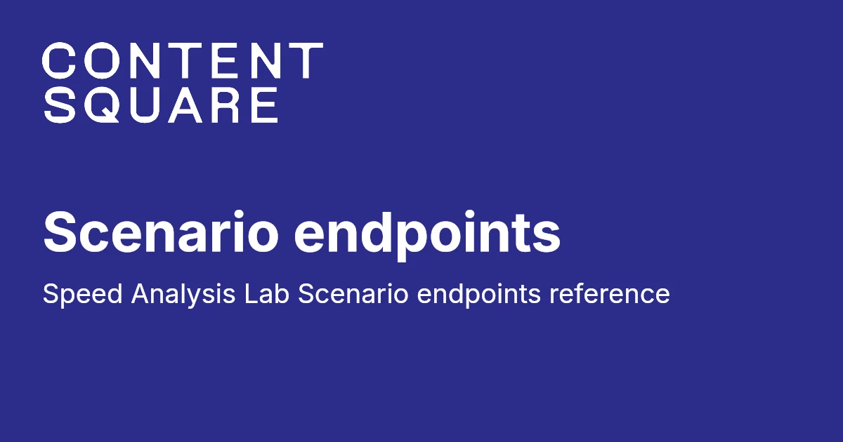 Scenario endpoints - APIs