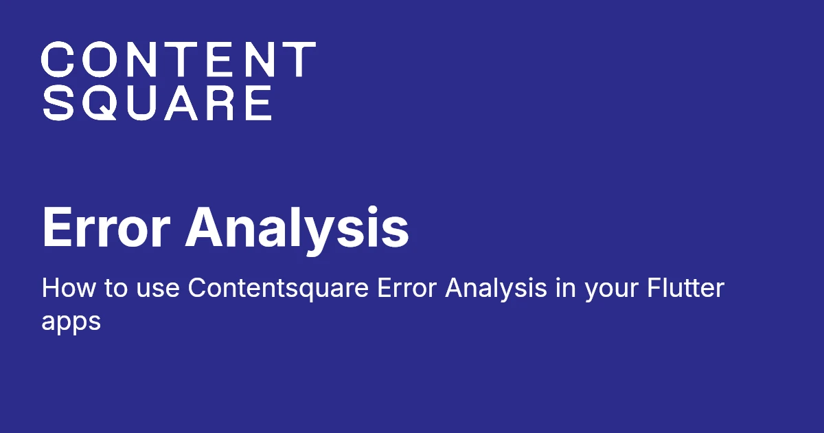 Error Analysis - Flutter Error Analysis - Flutter