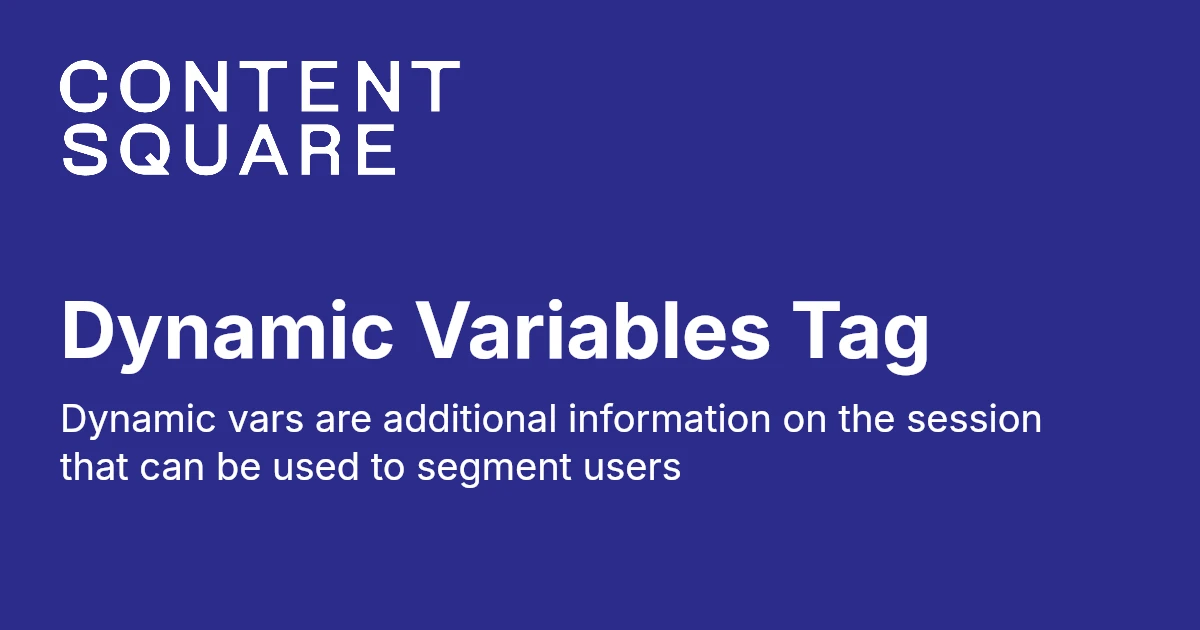 Dynamic Variables Tag - Web Dynamic Variables Tag - Web