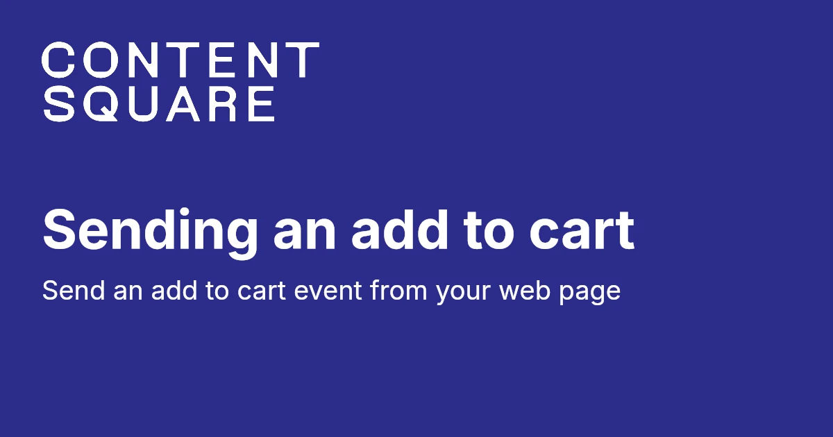 Sending an add to cart - Web